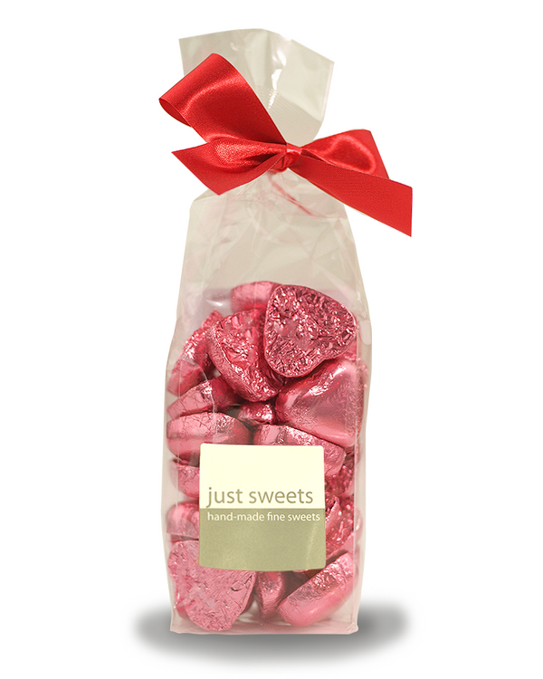 Milk Choc Hearts Pink Foiled Hearts 200g – Just Sweets