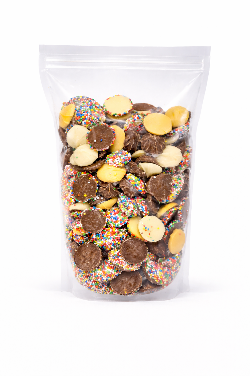 Choc Buds Mixture 1KG Mixed Whirls Caramel, White, Milk, Freckles ...